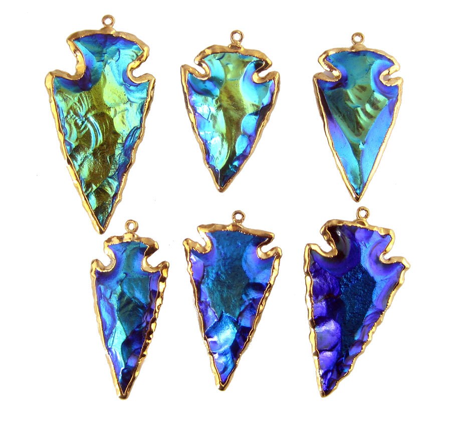 Arrowhead Pendant Mystic Blue Titanium Arrowhead With 24k - Etsy