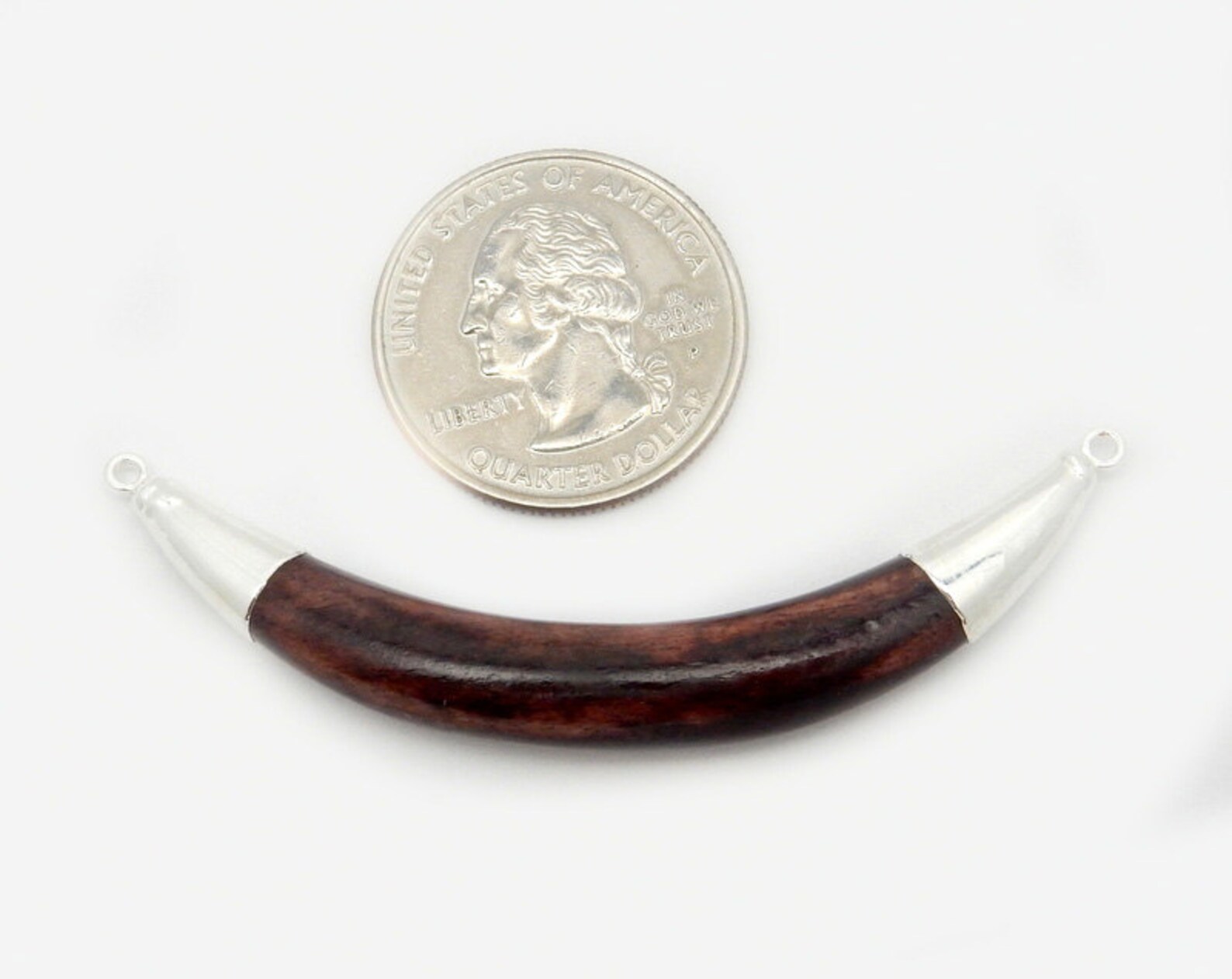 Petite Brown Bone Sideways Horn Double Bail Pendant With Electroplated ...