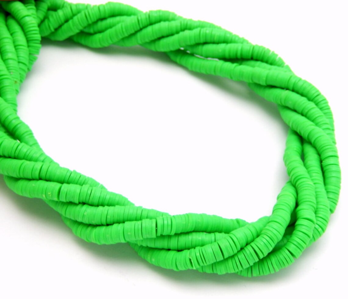 Neon Green Fimo Disc Bead Strand 1 STRAND S71B1-01 - Etsy