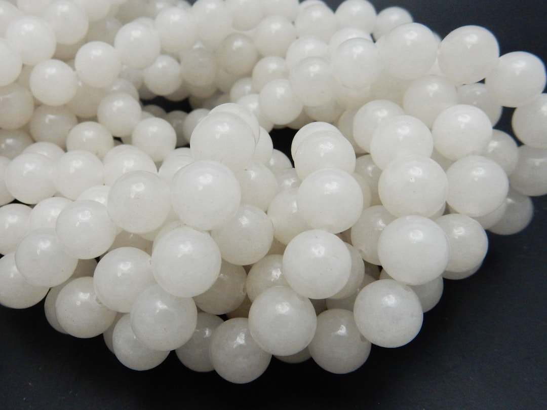 White Quartz Round Beads -- 8mm White Round Bead Strand-- ONE (1 ...