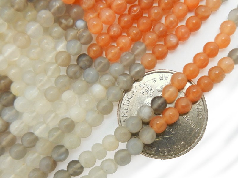 Multi Moonstone Beads-- Moonstone 4mm Round Beads -- 1 Full Strand ...