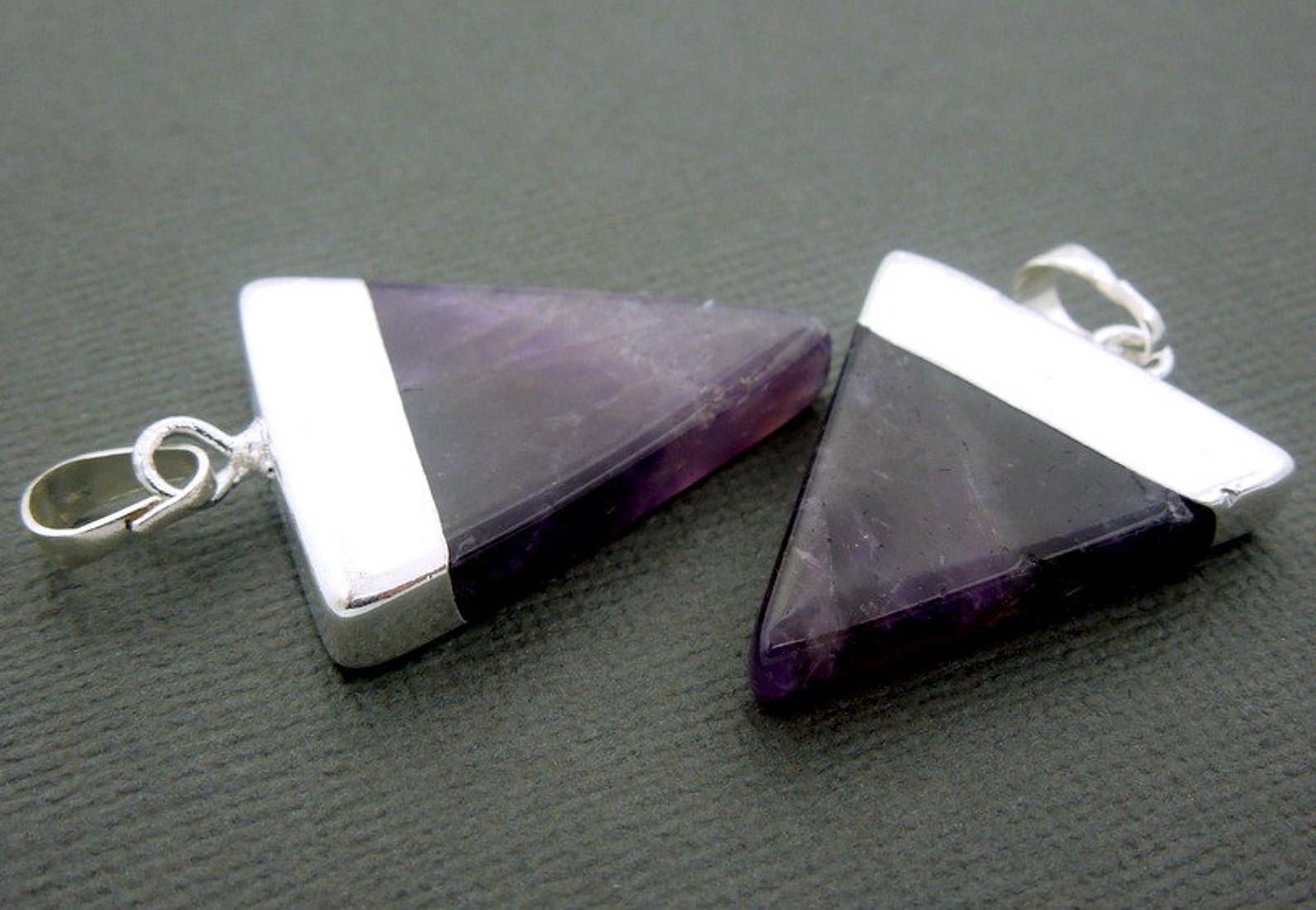 Gemstone Triangle Pendant 31mm X 26mm Amethyst Triangle - Etsy