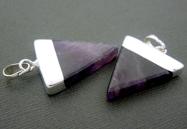 Gemstone Triangle Pendant 31mm X 26mm Amethyst Triangle - Etsy
