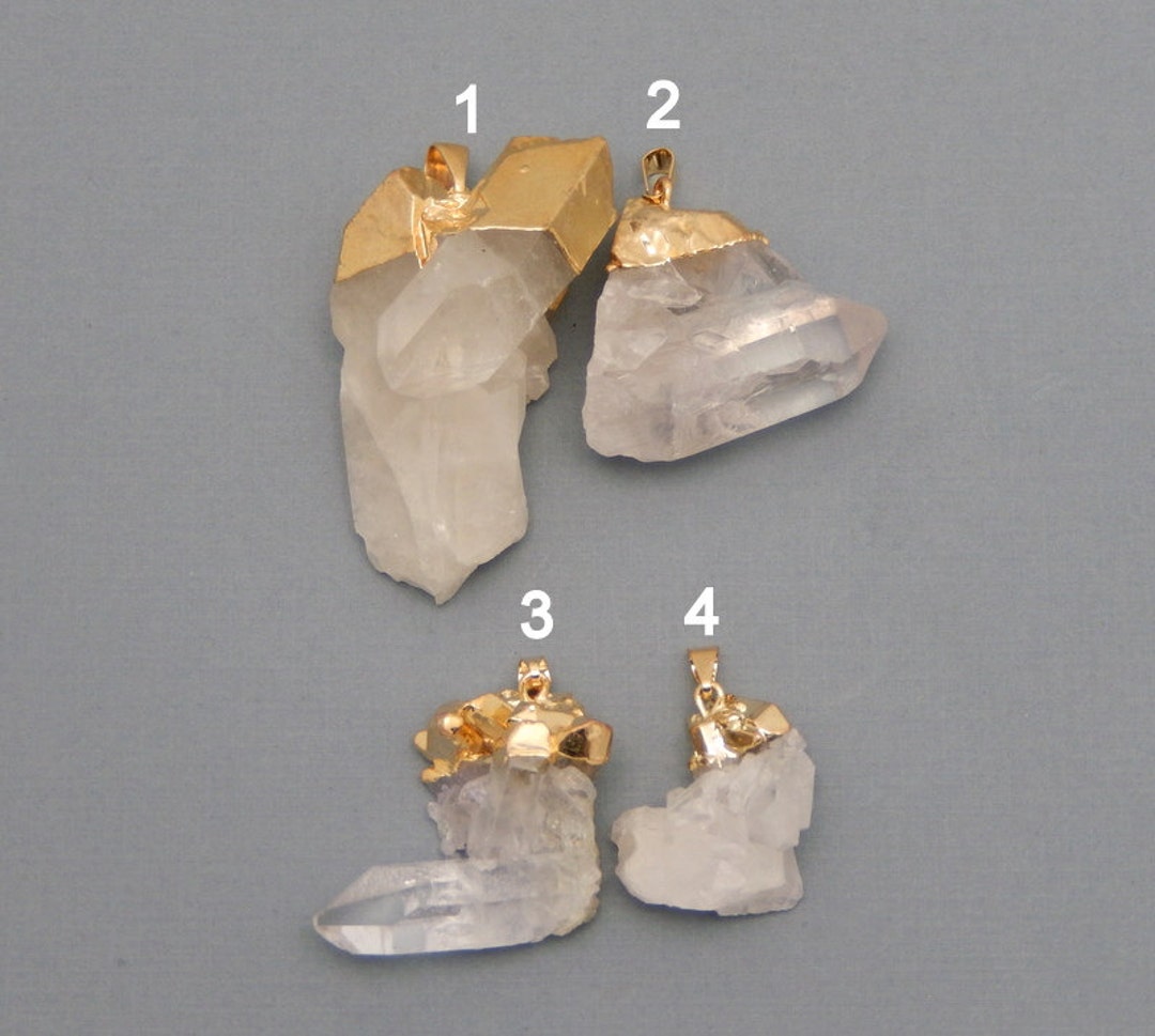Crystal Quartz Cluster Pendant With 24k Gold Electroplated Cap - You ...