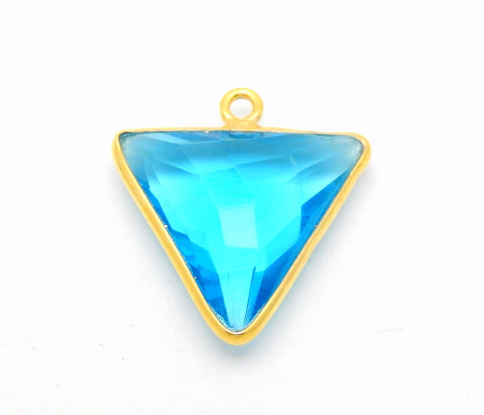 Blue Topaz Station Triangle Pendant 17mm Gold Over Sterling | Etsy