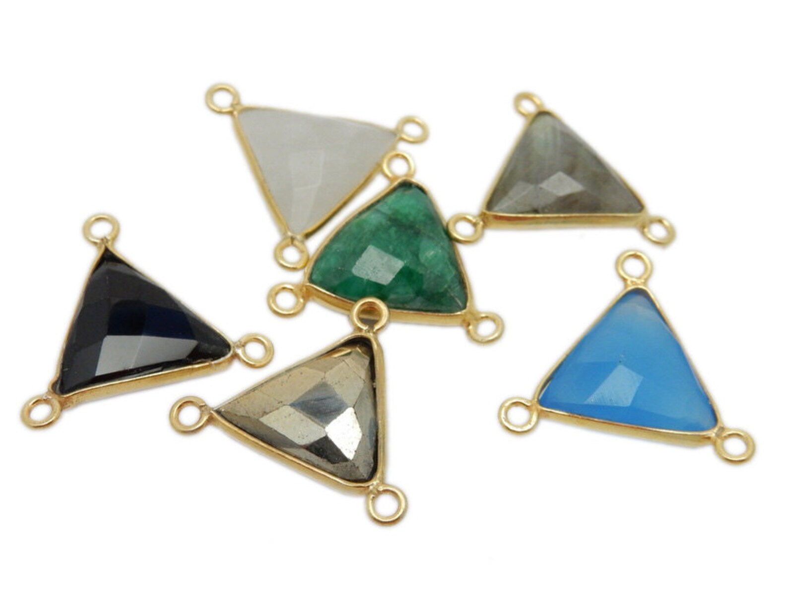 Pyrite Station Triangle Triple Bail Connector 15mm Gold Over | Etsy