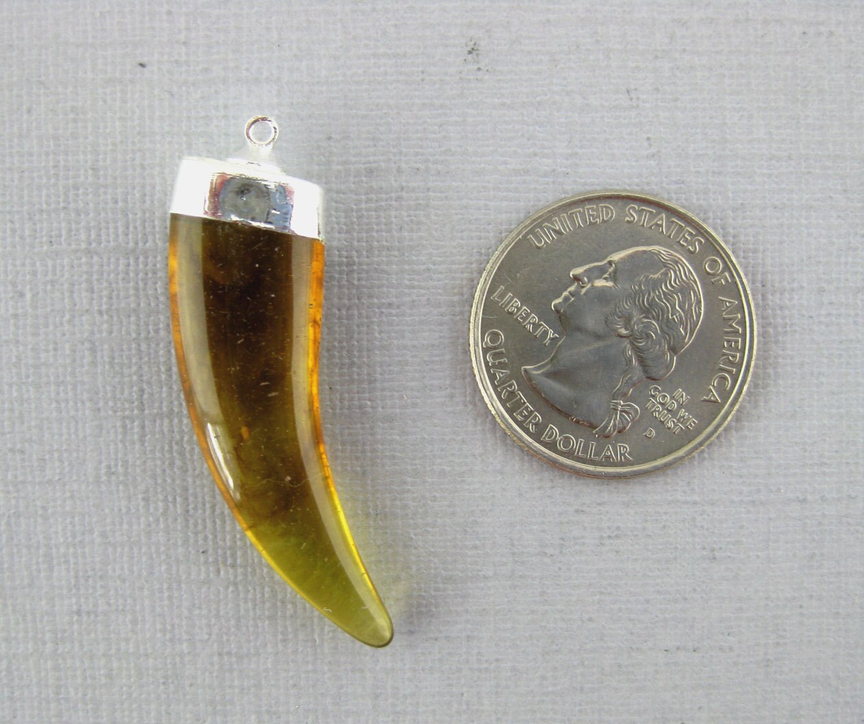 Amber Resin Horn Pendant with Silver Cap Tusk Boho Look | Etsy