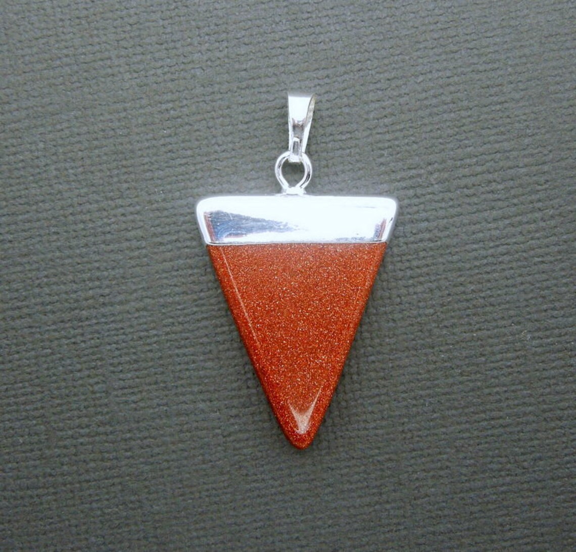 Gemstone Triangle Pendant 31mm X 26mm Goldstone Triangle - Etsy
