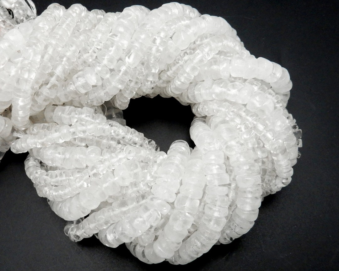 Crystal Quartz Disk Beads--gorgeous Clear Beads -- ONE (1) STRAND ...