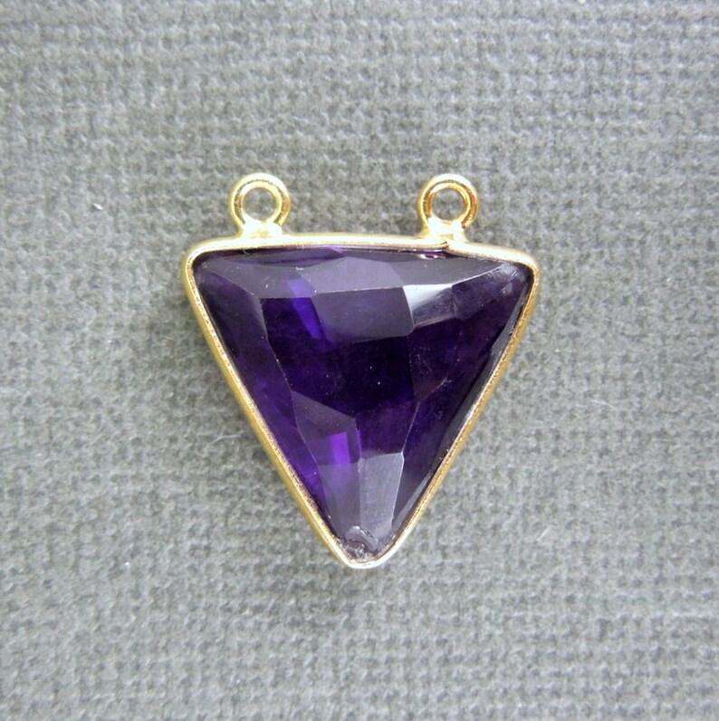 Amethyst Station Triangle Charm Pendant 16mm Gold Vermeil - Etsy