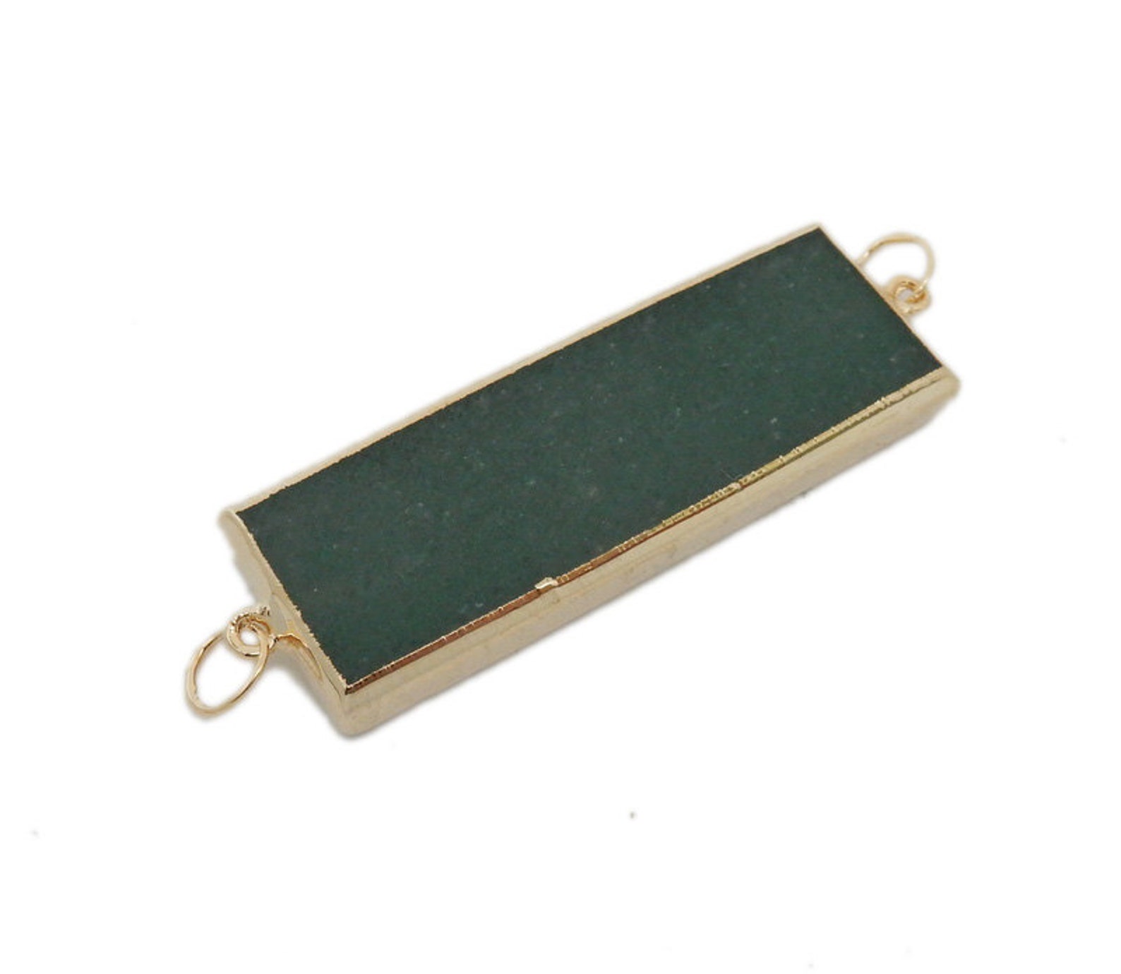 Aventurine Gemstone Bar Double Bar Pendant With Electroplated 24k Gold ...