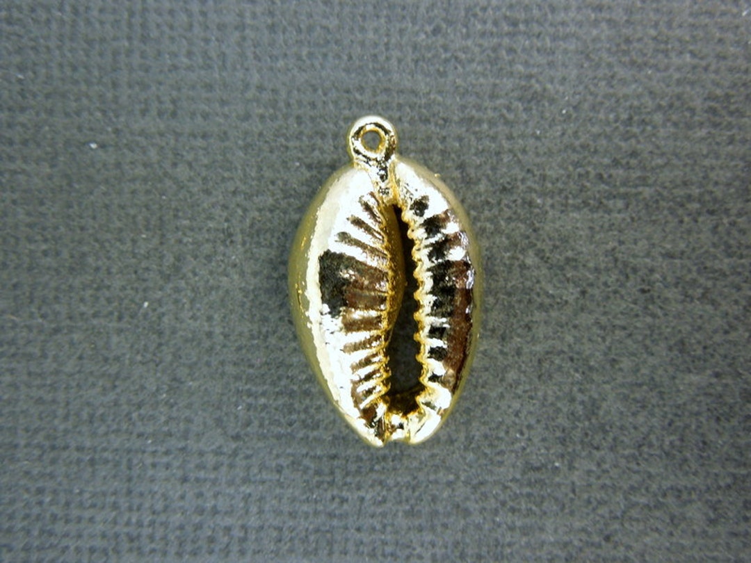 Cowrie Shell-- 24k Gold Electroplated Dipped Cowrie Shell Charm Pendant ...