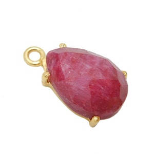Gemstone Teardrop Pendant - Dyed Ruby Teardrop Set in Gold Over ...