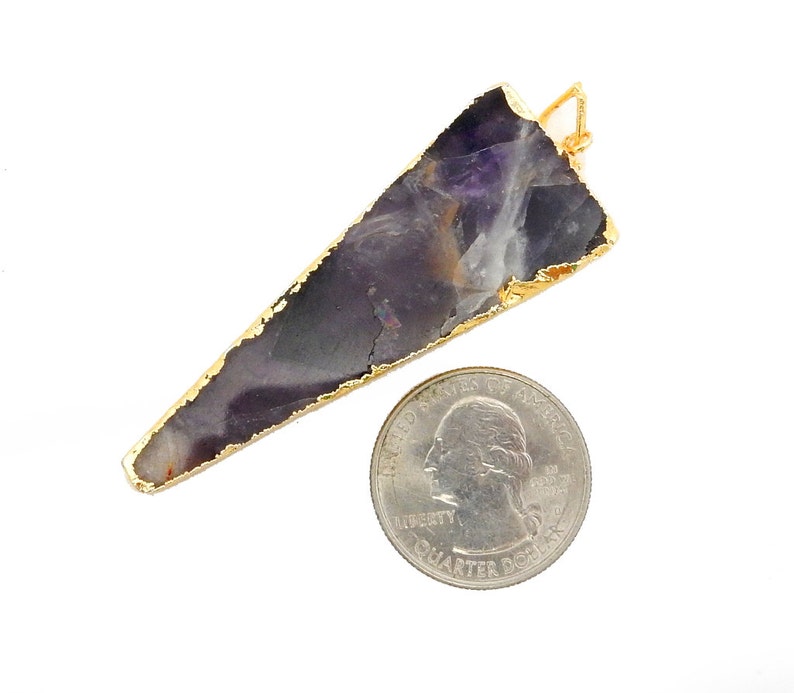 Amethyst Triangle Pendant With 24k Gold Electroplated Edge and Bail ...