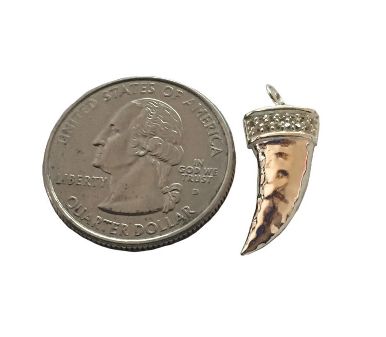 Silver Rhinestone Horn -- Petite Sterling Silver Horn Pendant With ...