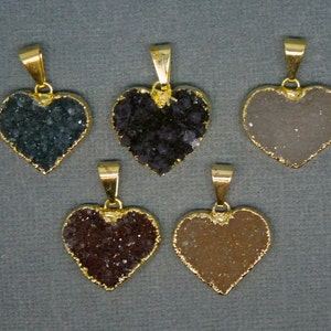 Heart - Druzy Druzzy Drusy Heart Pendant Charm With 24k Gold ...
