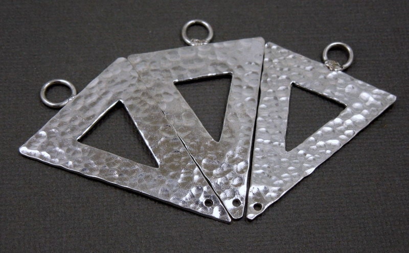 Hammered Triangle Pendant Connector Silver Toned Brass | Etsy