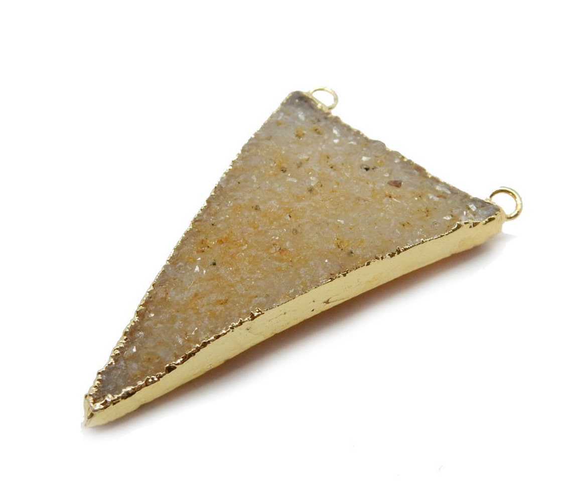 Druzy Triangle Double Bail Pendant With 24k Gold Electroplated - Etsy