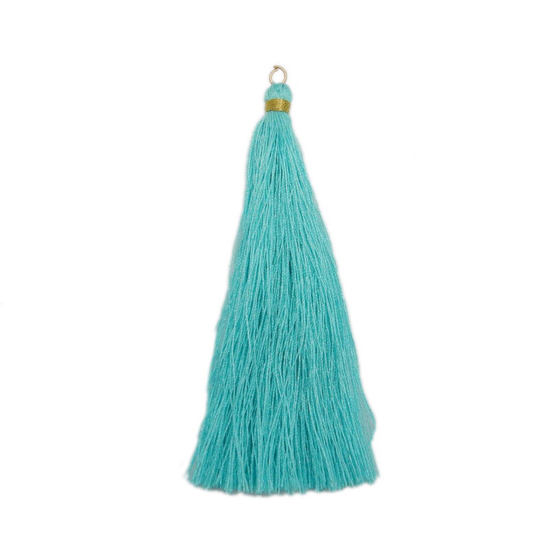 Turquoise Tassel Large Gold Toned String Tassel Pendant S115B5-03 - Etsy