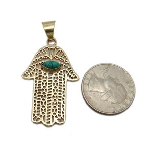 Hamsa Hand - Gold Plated Hamsa Hand Pendant With Turquoise Howlite ...