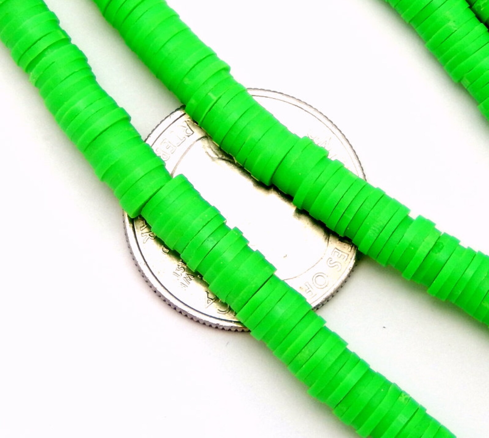 Neon Green Fimo Disc Bead Strand 1 STRAND S71B1-01 - Etsy