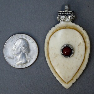 White Bone Tibetan Leaf Pendant- Leaf Pendant With Silver Toned Cap ...