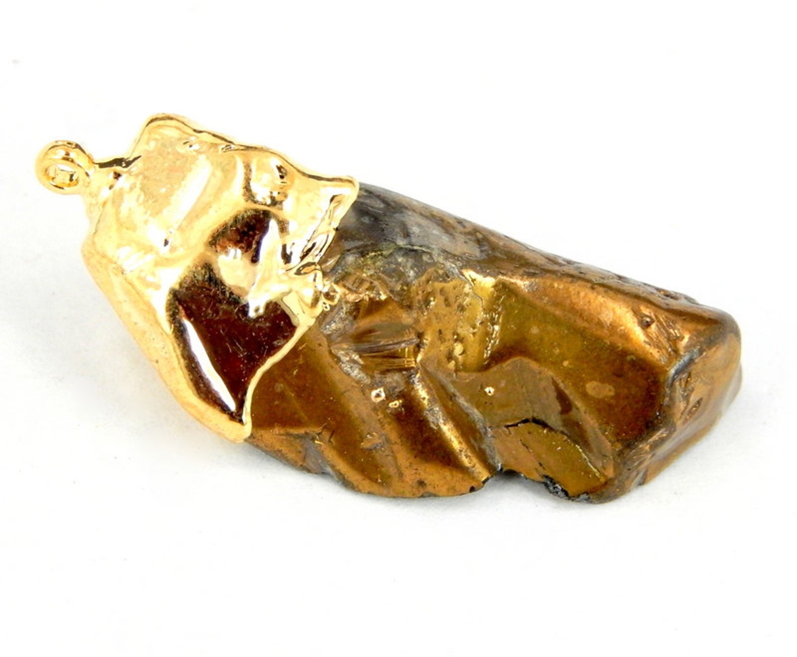 Gold Titanium Coated Crystal Nugget With Electroplated 24k - Etsy