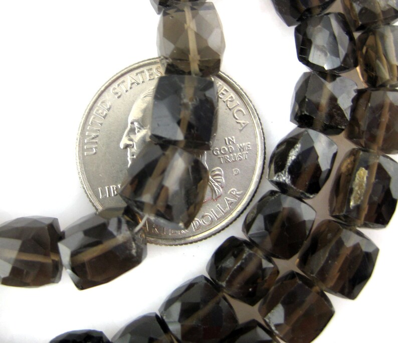 Smokey Quartz Beads Smokey Quartz Faceted Cube Beads 1 - Etsy
