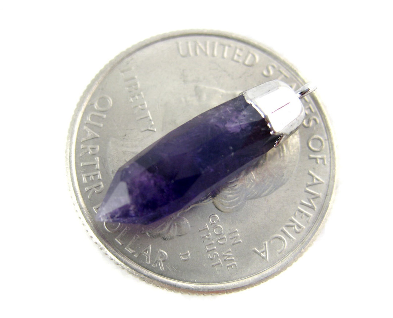 Amethyst Crystal Petite Spike Pendant Charm With Sterling Silver ...