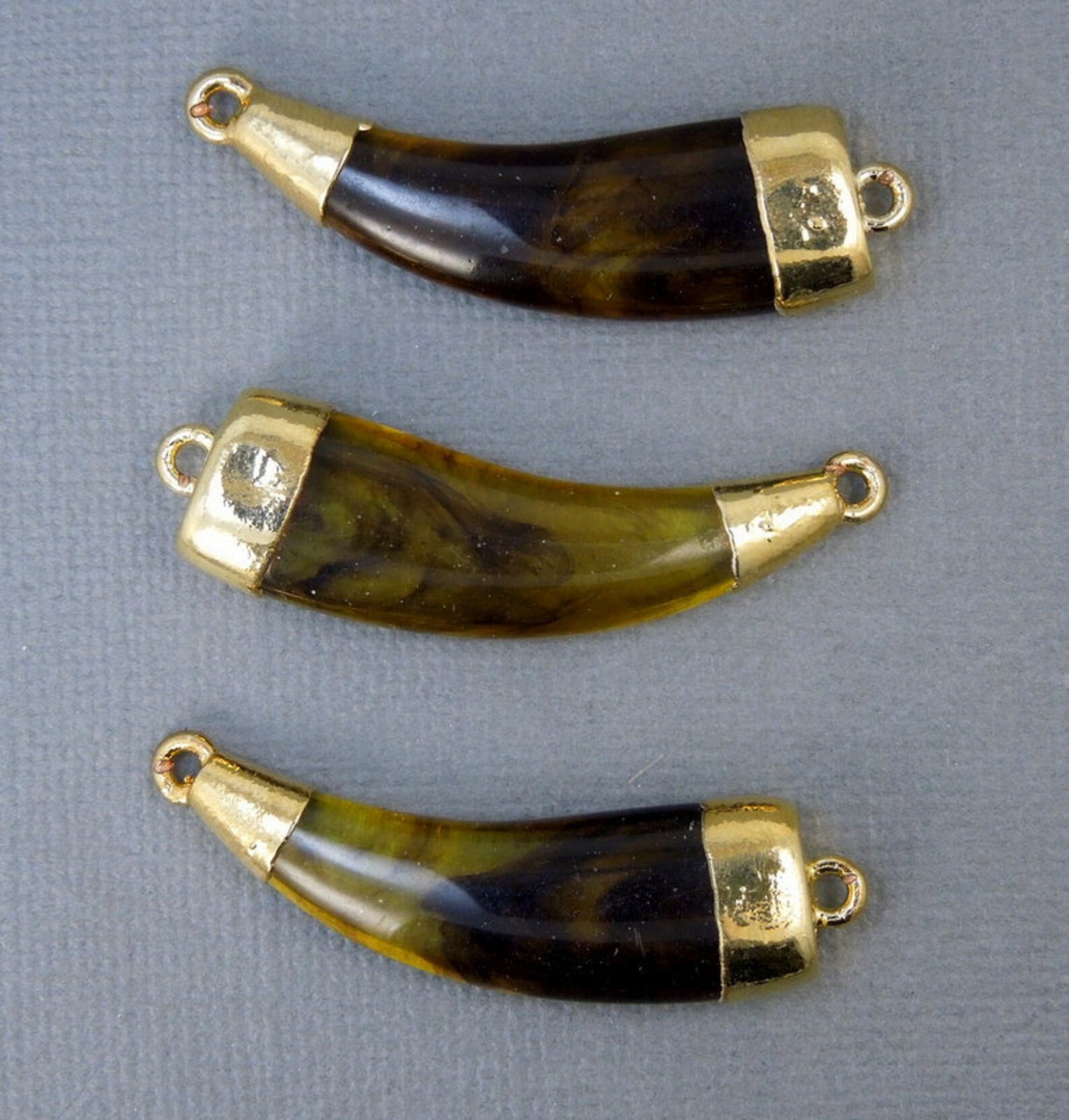 15% off SALE Sideways Horn Amber Resin Horn Double Bail | Etsy