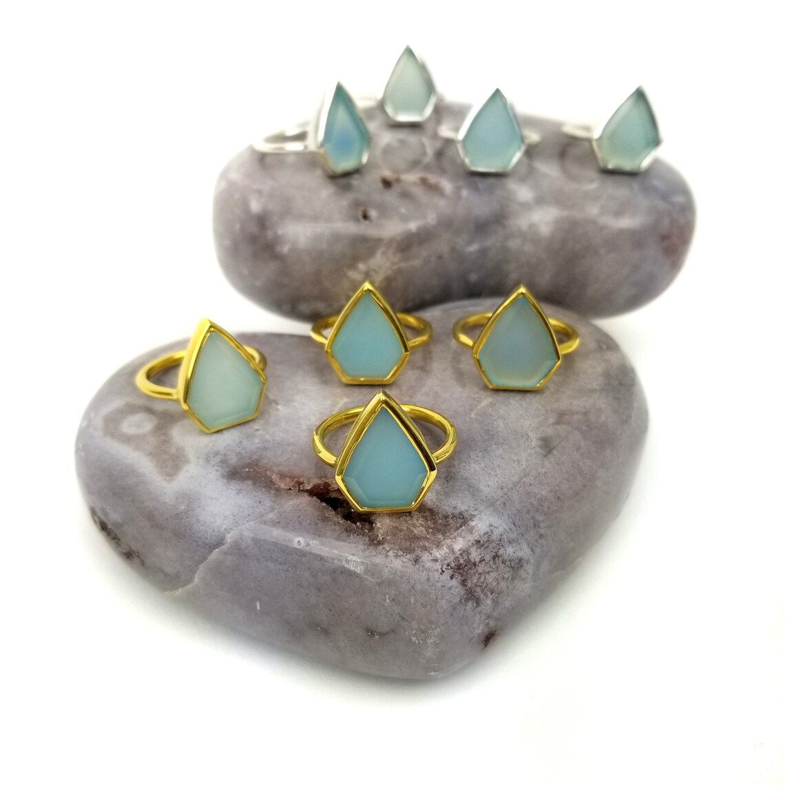 Aqua Chalcedony Arrowhead Stone Gold Over Sterling or Sterling Silver ...