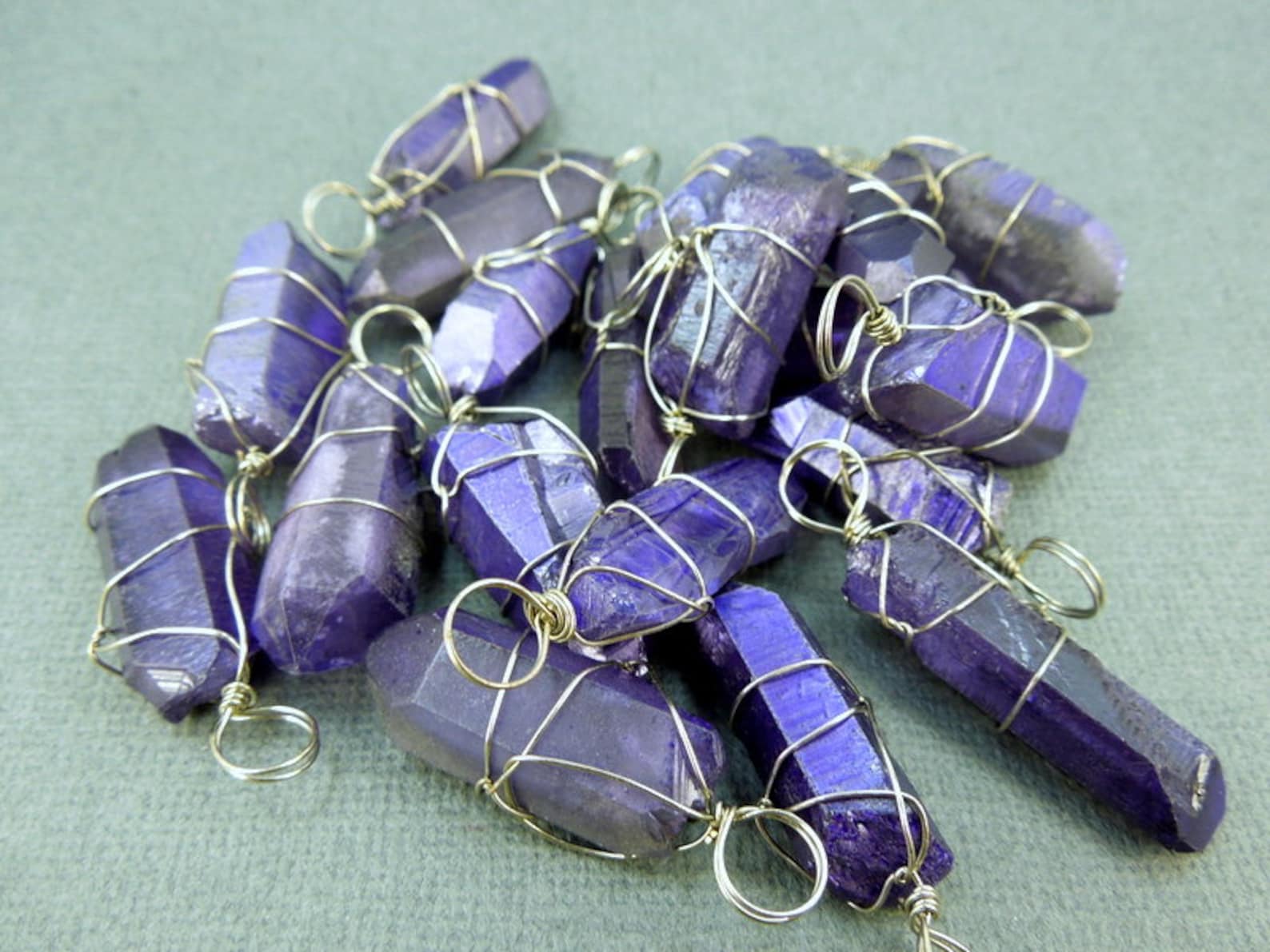 Gemstone Charm Purple Titanium Coated Crystal Quartz Point - Etsy