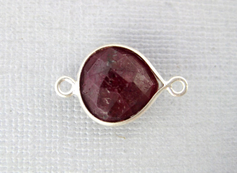Gemstone Connector- Dyed Ruby Station Drop Connector - 10mm Sterling ...