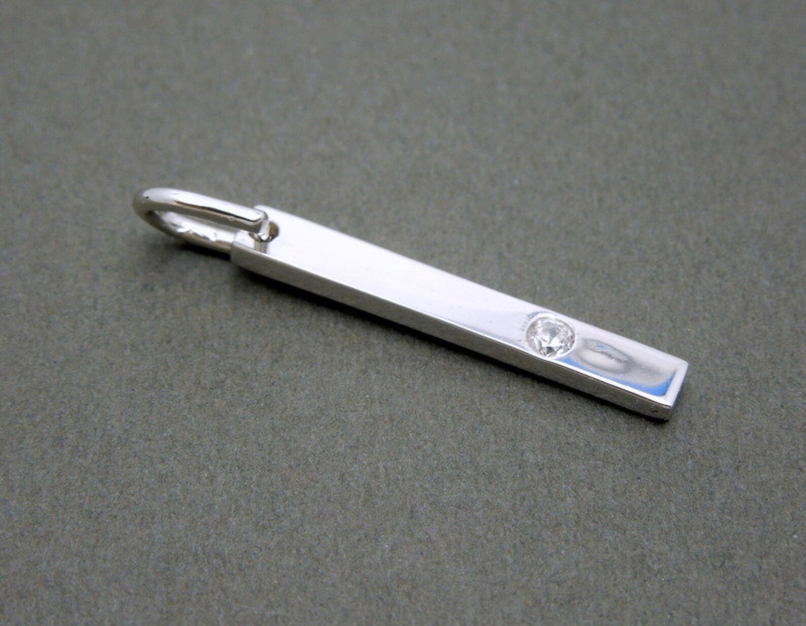 Sterling Silver Bar With Rhinestone Accent Charm Pendant (LA-55) - Etsy