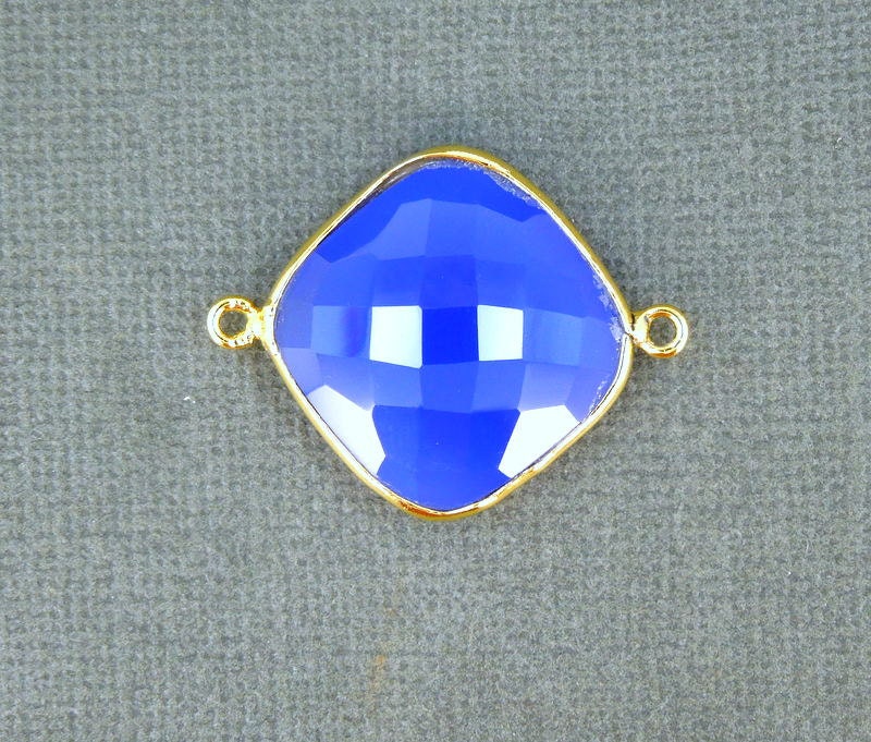 Blue Onyx Station Square Connector 20mm 22k Gold Layerd | Etsy