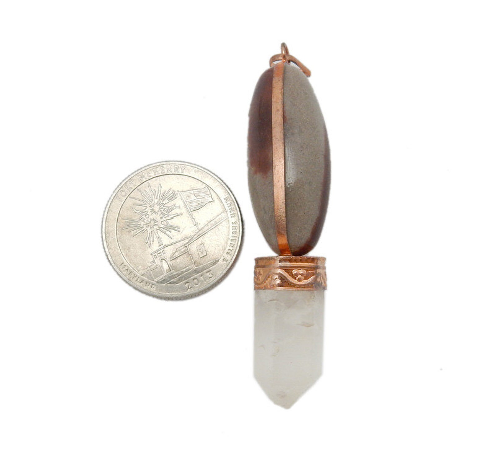 Lingam Pendant With Crystal Quartz Point Set in Copper Bezel | Etsy