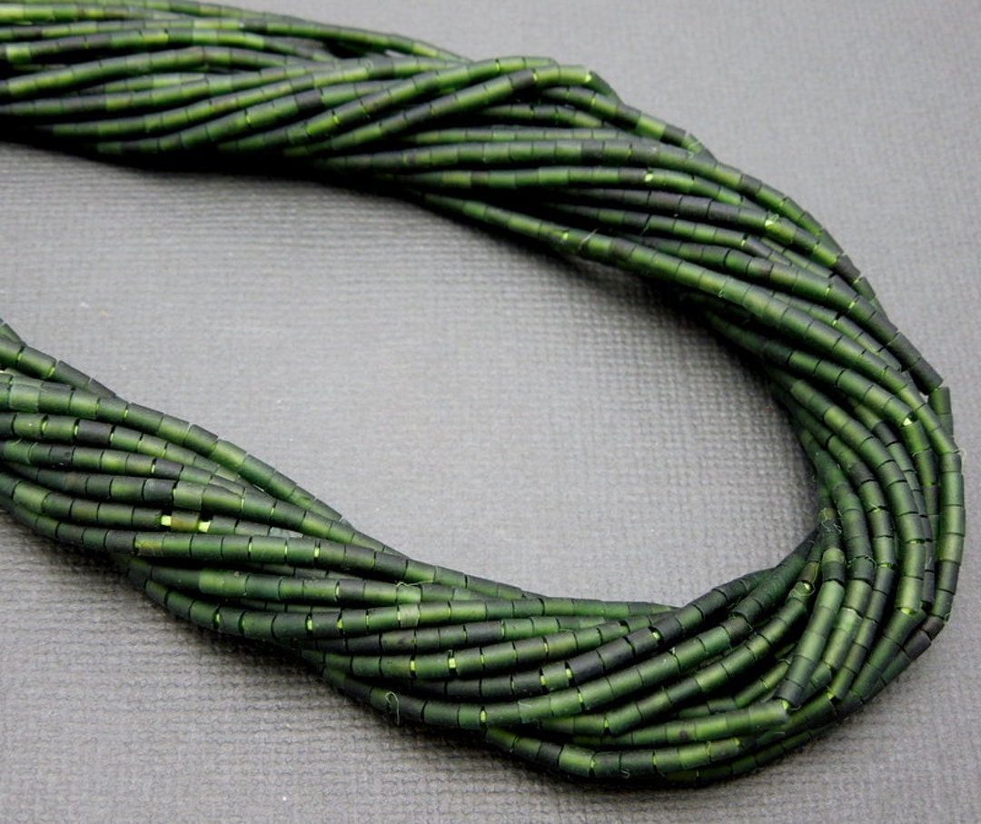 Jade Beads-- ONE STRAND -- Dark Green 2mm X 2mm Jade Tube Beads (S36B7 ...