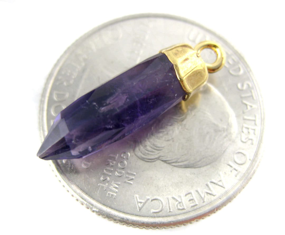 5pcs Amethyst Crystal Bullet Point Petite Spike Pendant - Etsy