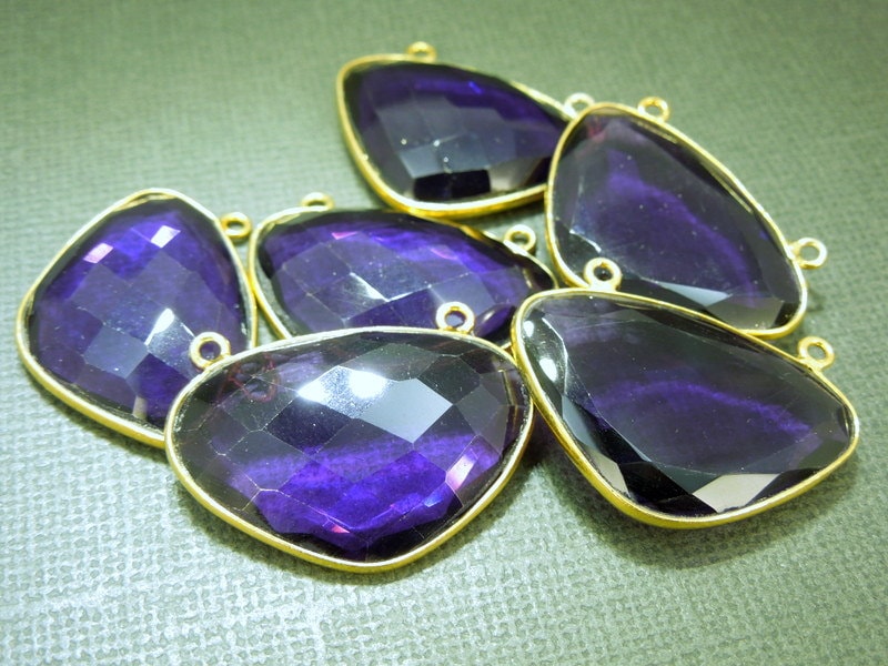 Amethyst Fancy Connector Pendant 28mm x 20mm Gold Vermeil | Etsy