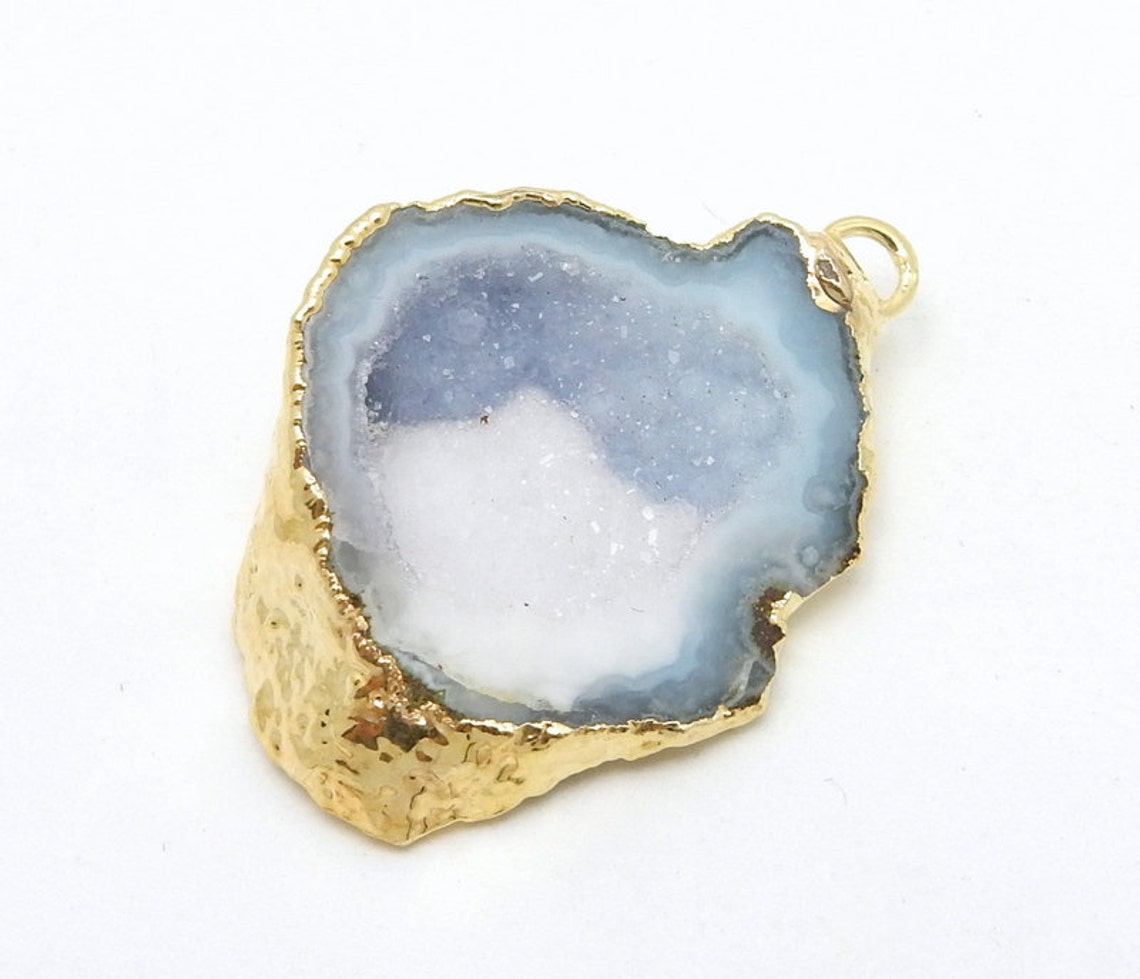 Half Geode Pendant with Electroplated 24k Gold Edge High Grade | Etsy