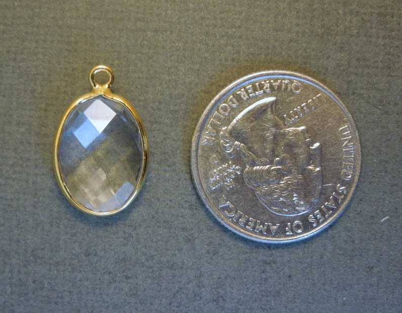 Crystal Quartz Station Oval Pendant- 16mm X 12mm Gold Over Sterling ...