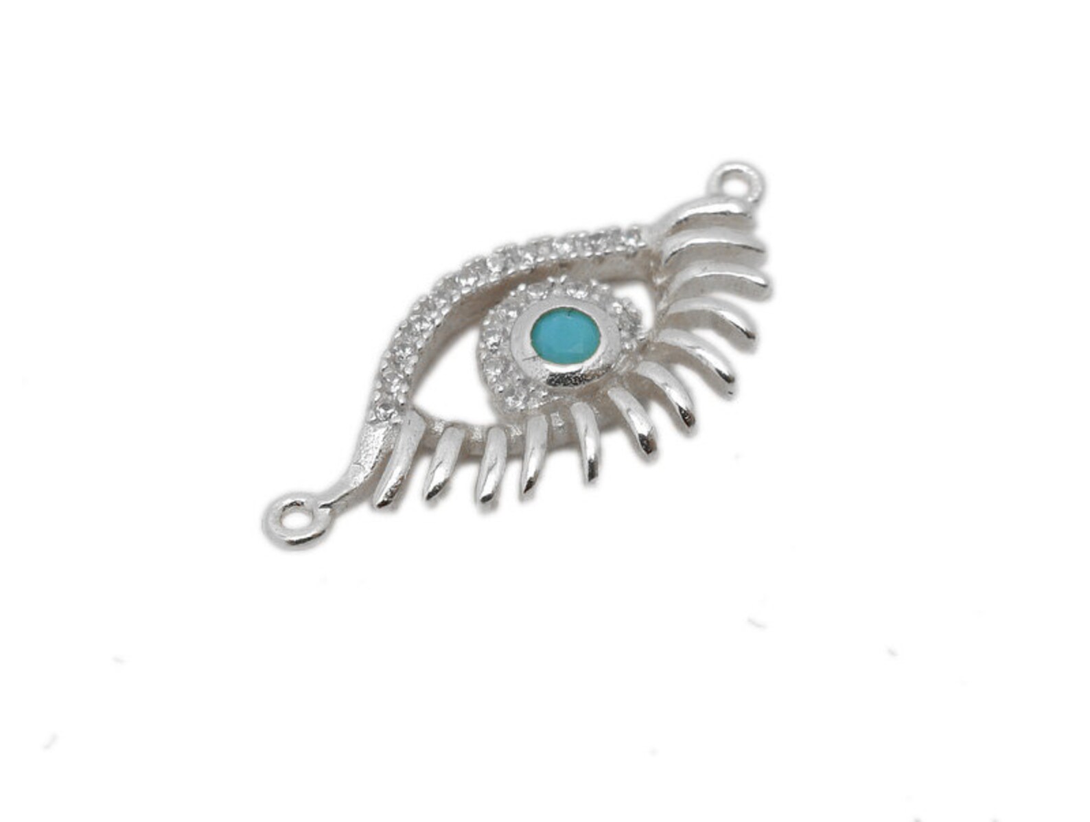 Greek Eye Charm Sterling Silver Greek Eye Double Bail - Etsy
