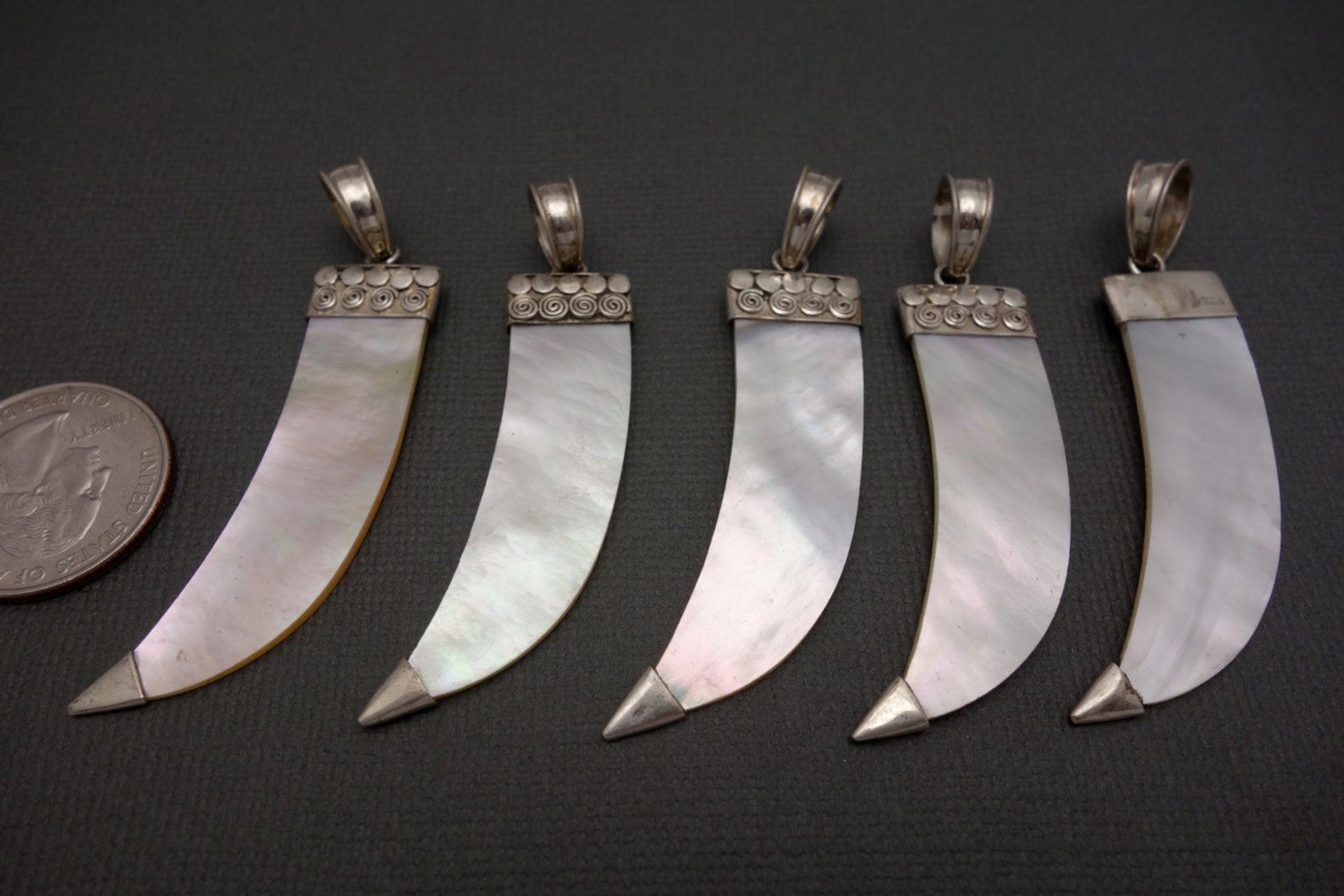 Horn Pendant Large Mother of Pearl Horn With Sterling Silver - Etsy