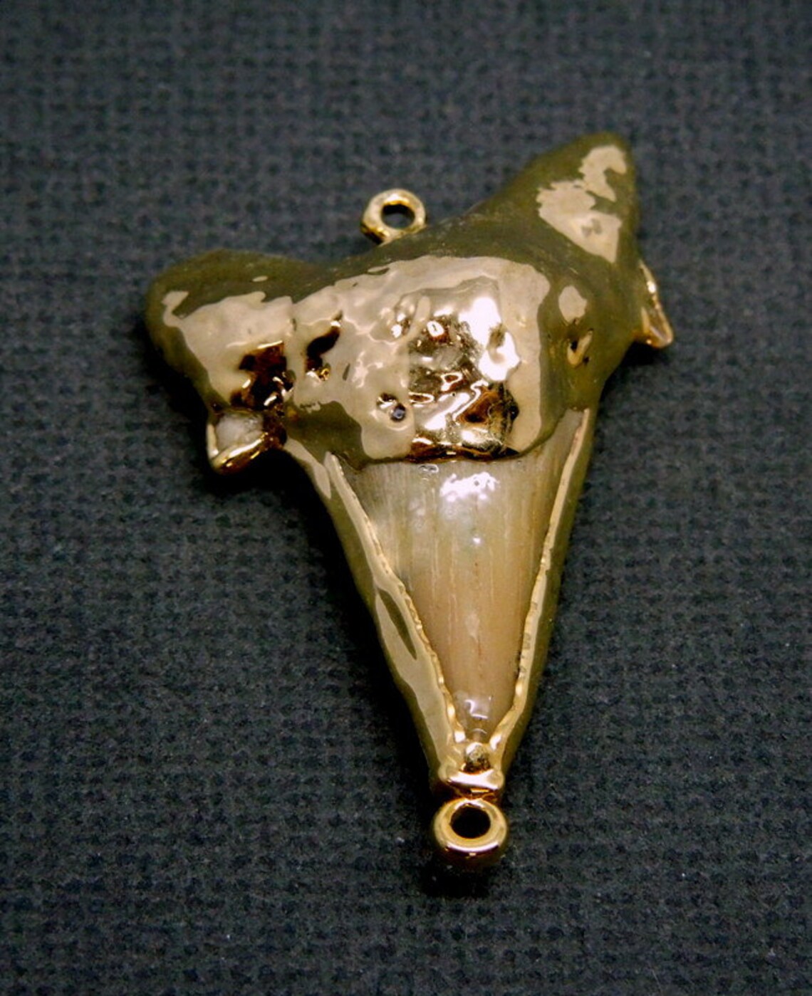 Shark Tooth CONNECTOR Real Shark Tooth Pendant Charm Electroplated 24k ...