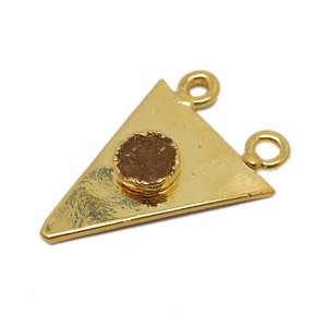 Hammered Triangle Double Bail Pendant With Tiny Round Druzy Accent ...