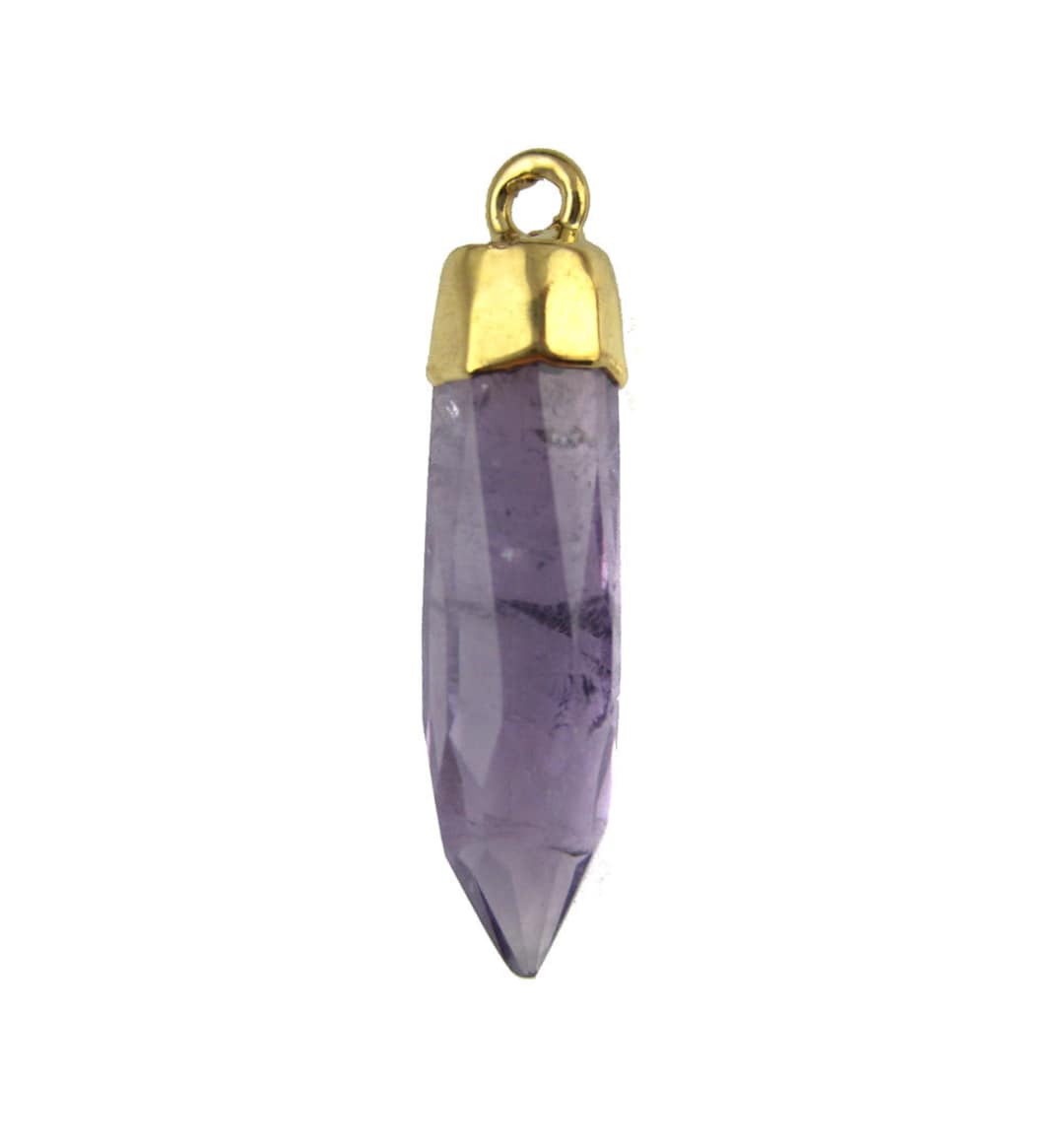 5pcs - Amethyst Crystal Bullet Point Petite Spike Pendant Charm With ...