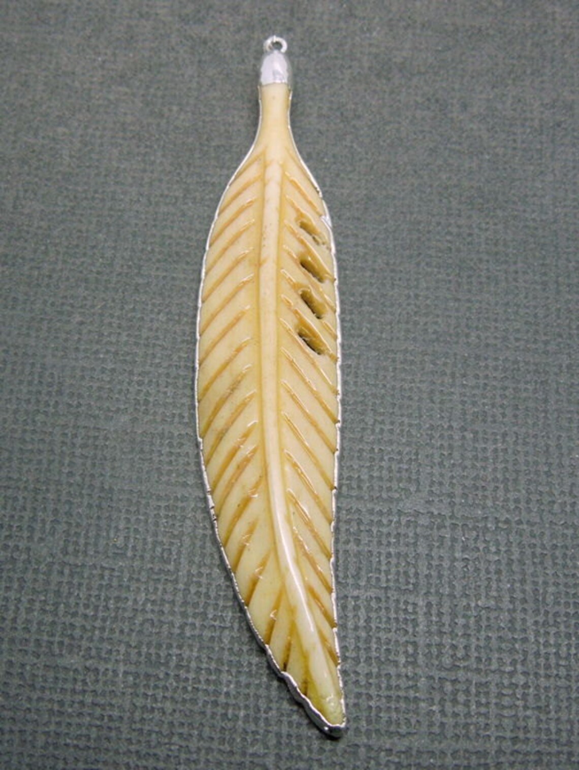 Feather Pendant Made From Buffalo Horn With Sterling Silver ...