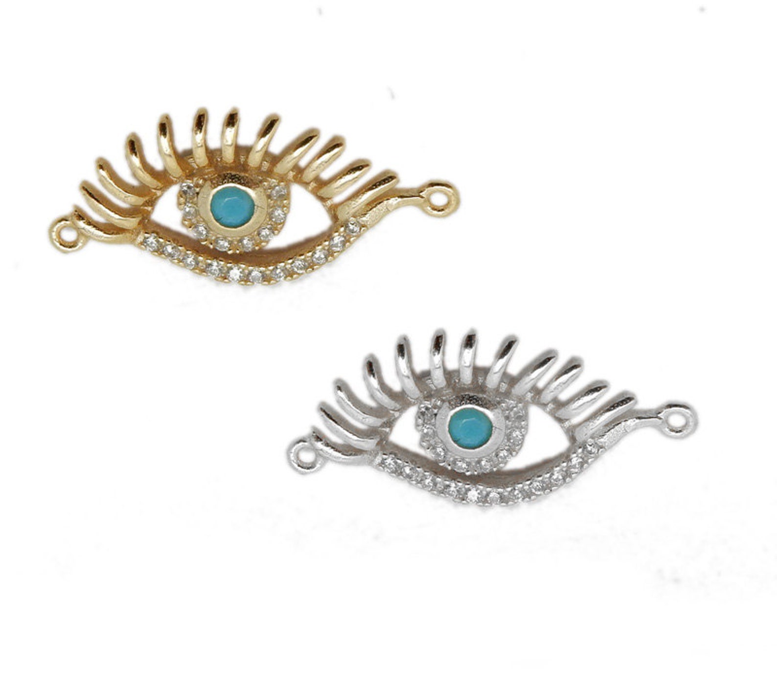 Greek Eye Charm Sterling Silver Greek Eye Double Bail - Etsy