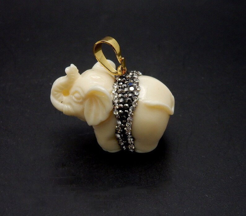 Elephant Pendant with Silver Tone and Oxidized Colored | Etsy