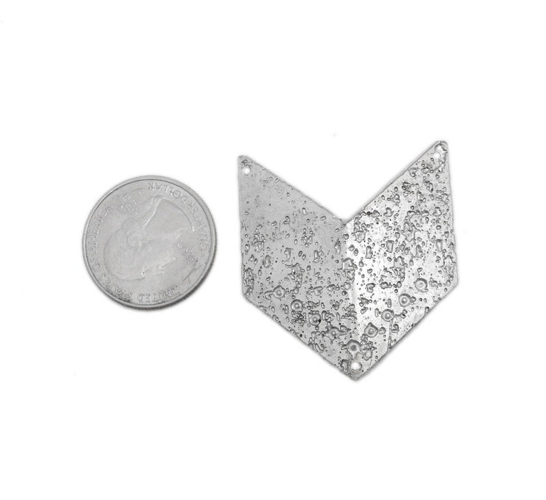 Chevron Connector - Silver Toned Brass Hammered Chevron Triple Bail ...